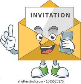 Cheerful Invitation Message Cartoon Mascot Style Stock Vector (Royalty ...