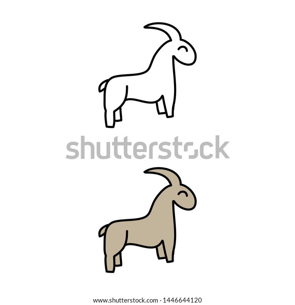 Cartoon Drawing Cute Goat: Stockvektorkép (jogdíjmentes) 1446644120 ...