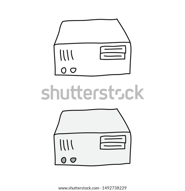 Cartoon Drawing Desktop Computer Stock Vector (Royalty Free) 1492738229 ...