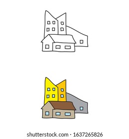 Cartoon Drawing Different Buildings Stock Vector (Royalty Free ...