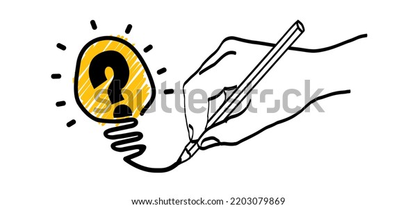 Cartoon Drawing Hand Brain Electric Lamp Stock Vector (Royalty Free ...