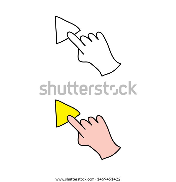 Cartoon Drawing Hand Pushing Play Button Stock Vector (Royalty Free ...