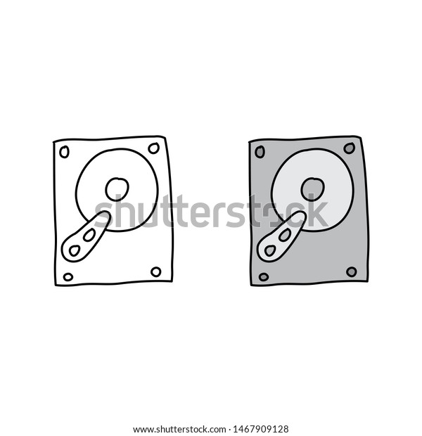 cartoon drawing of a hard drive