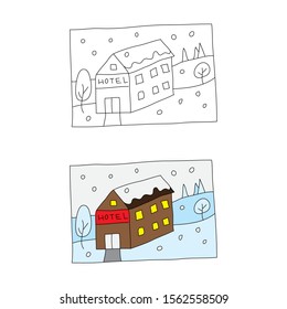 Cartoon Drawing Hotel Stock Vector (Royalty Free) 1562558509 | Shutterstock