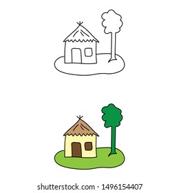 Cartoon Drawing Hut Stock Vector (Royalty Free) 1496154407 | Shutterstock
