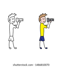 Cartoon Drawing Man Camera Stock Vector (Royalty Free) 1486810070 ...
