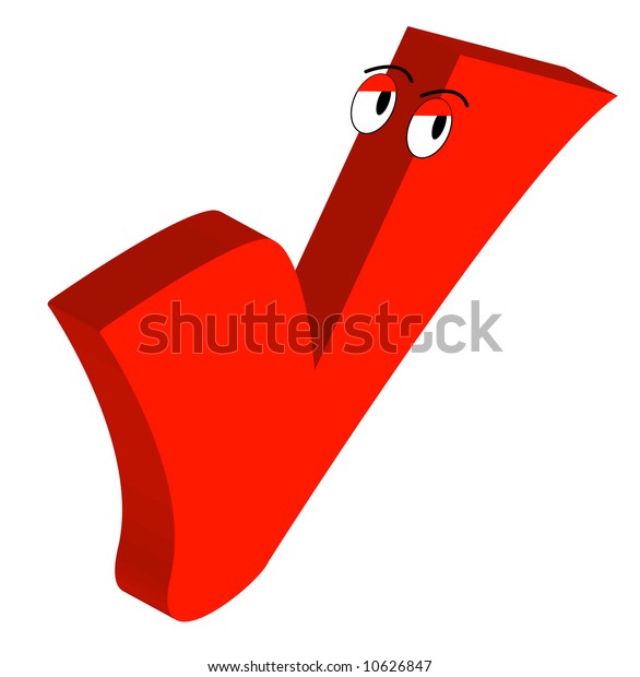 Cartoon Drawing Red Checkmark Google Eyes Stock Vector (Royalty Free ...