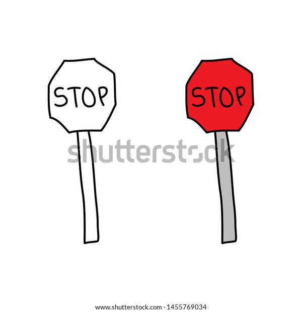 Cartoon Drawing Stop Sign Stock Vector (Royalty Free) 1455769034 ...