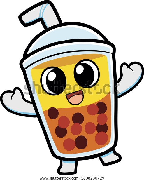 Cartoon Drink Boba Milktea Bubble Pearl Stock Vector (Royalty Free ...