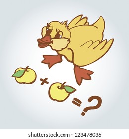Cartoon Duck Learns Mathematics Vector Illustration Stock Vector ...
