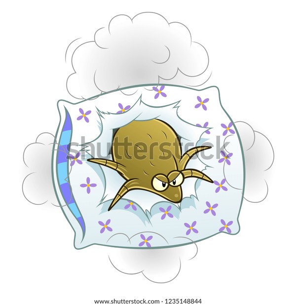 Cartoon Dust Mite Pillow Dust Clouds Stock Vector (Royalty Free) 1235148844