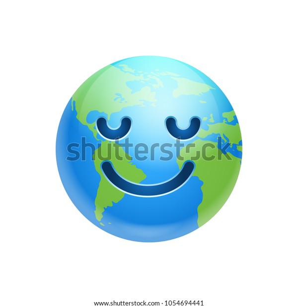 Cartoon Earth Face Smile Closed Eyes Stock Vector (Royalty Free) 1054694441