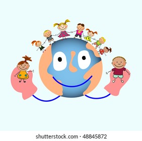 Cartoon Earth Kids Stock Vector (Royalty Free) 48845872 | Shutterstock