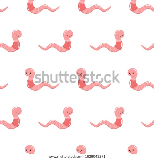 Cartoon Earth Red Worms Seamless Pattern Stock Vector (Royalty Free ...