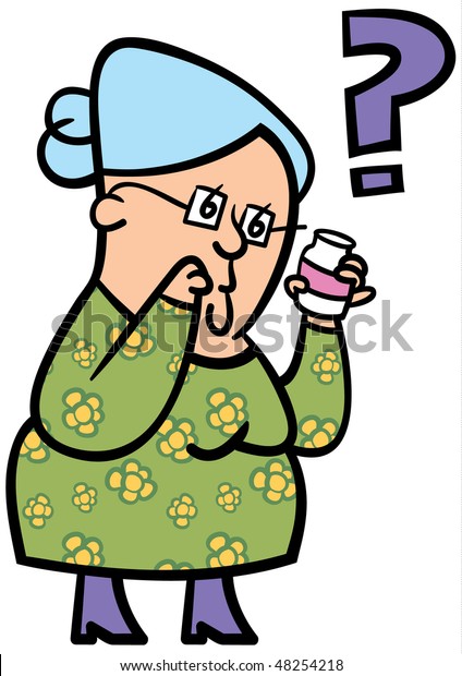 Cartoon Elderly Lady Confused About Her Stock Vector (Royalty Free ...