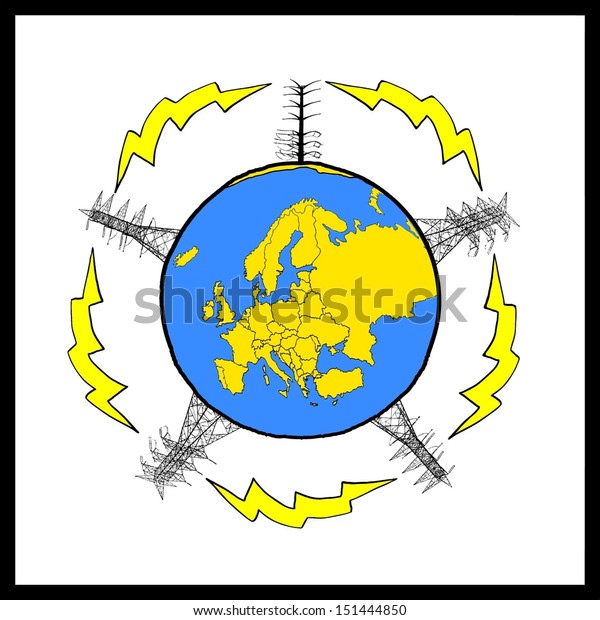 Cartoon Electricity Power Pylon Transmitting Electricity Stock Vector ...