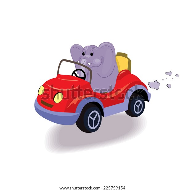 Cartoon Elephant Driving Car Stock Vector (Royalty Free) 225759154