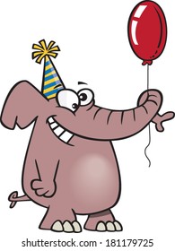 Cartoon Elephant Holding Balloon Stock Vector (Royalty Free) 181179725