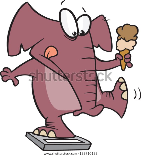 Cartoon Elephant Standing On Scale One Stock Vector (Royalty Free ...