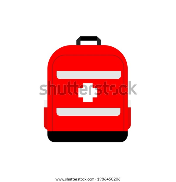 Cartoon Emergency First Aid Backpack On Stock Vector (Royalty Free ...