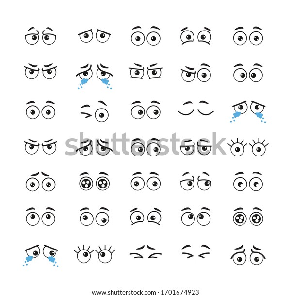 Cartoon Emotion Eye Isolated Set Collection 库存矢量图（免版税）1701674923 ...