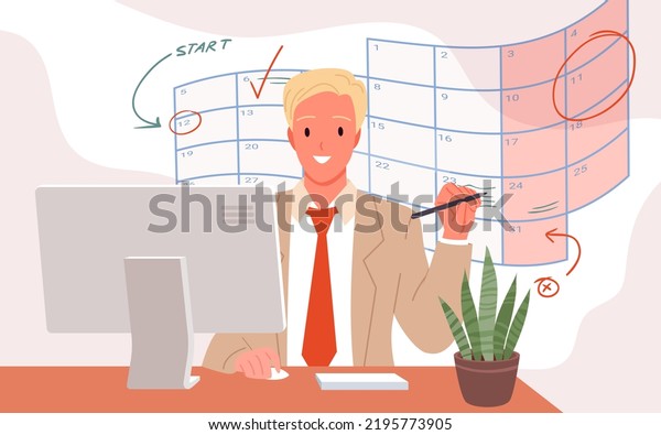 Cartoon Employee Character Working Visual Interactive Stock Vector ...