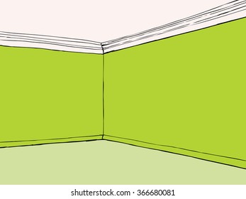 Cartoon Empty Room Blank Green Walls Stock Vector (Royalty Free ...