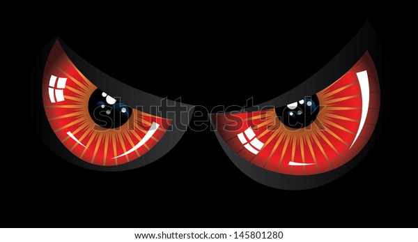 Cartoon Evil Red Eyes On Black: เวกเตอร์สต็อก (ปลอดค่าลิขสิทธิ์ ...