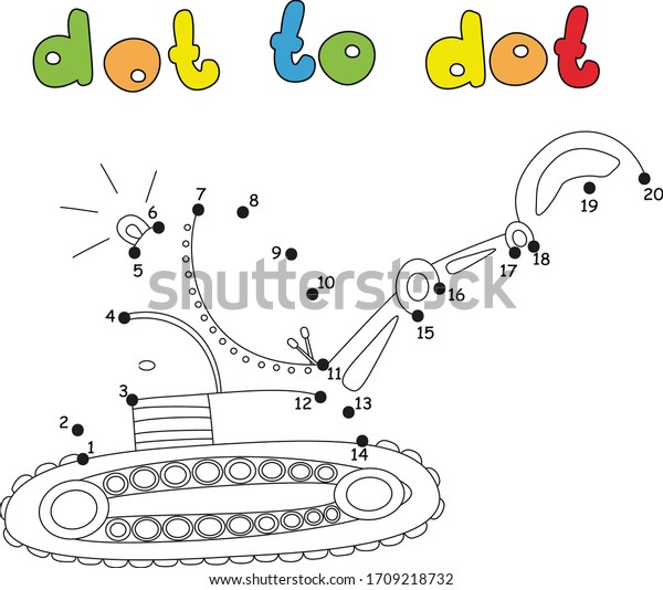 Cartoon Excavator Dot Dot Educational Game Stock Vector (Royalty Free ...