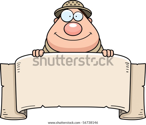 Cartoon Explorer Paper Banner: เวกเตอร์สต็อก (ปลอดค่าลิขสิทธิ์ ...