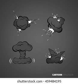 Cartoon Explosions On Purple Background Stock Vector (Royalty Free ...