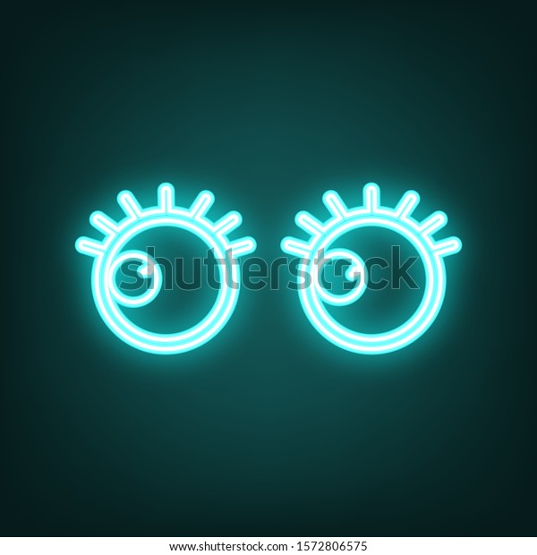 Cartoon Eyes Eyelashes Looking Left Cyan Stock Vector (Royalty Free ...