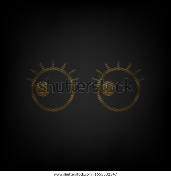 Cartoon Eyes Eyelashes Looking Left Icon Stock Vector (Royalty Free ...