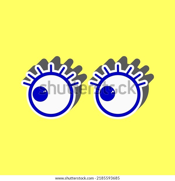 Cartoon Eyes Eyelashes Looking Left Blue Stock Vector (Royalty Free ...