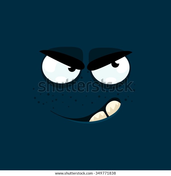 Cartoon Face Cunning Expression On Dark Stock Vector (Royalty Free ...