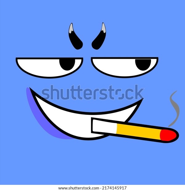 Cartoon Face Smoking Monster Cynically Suitable Stock Vector (Royalty ...