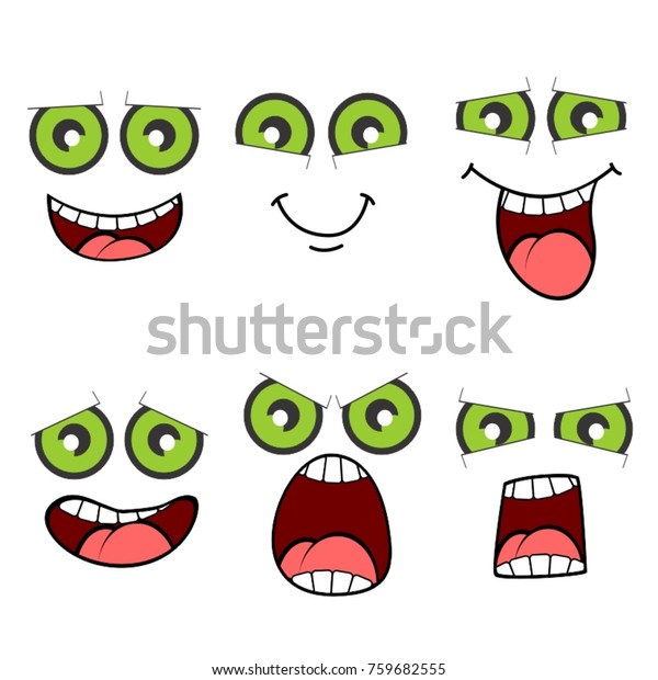 Cartoon Faces Green Eyes Stock Vector (Royalty Free) 759682555 ...