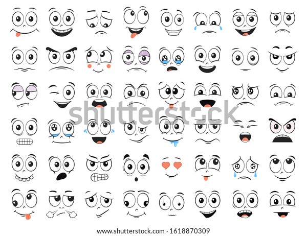 Cartoon Faces Set Angry Laughing Smiling : image vectorielle de stock ...