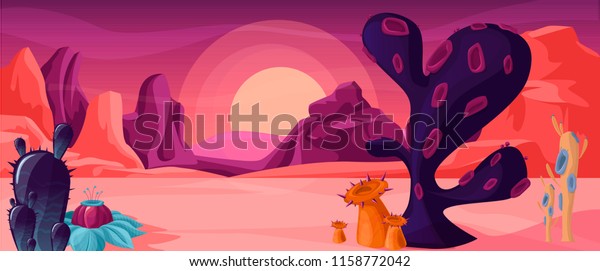 Cartoon Fantasy Vector Landscape Endless Alien Stock Vector (Royalty ...