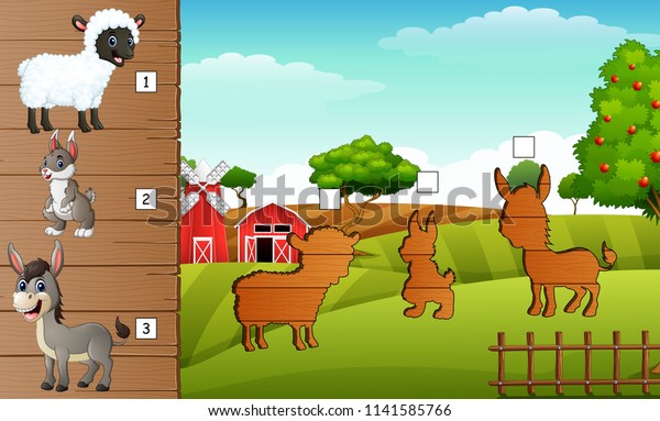 Cartoon Farm Animals Collection Set Find Stock Vector (Royalty Free ...