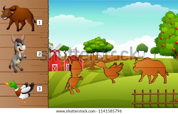 Cartoon Farm Animals Collection Set Find: เวกเตอร์สต็อก (ปลอดค่า ...
