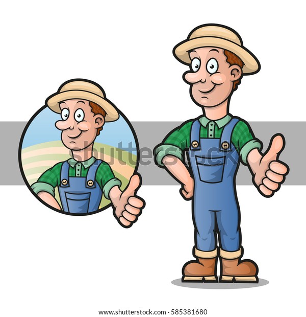 Cartoon Farmer Holding Thumbs Vector Illustration Stock Vector (Royalty ...