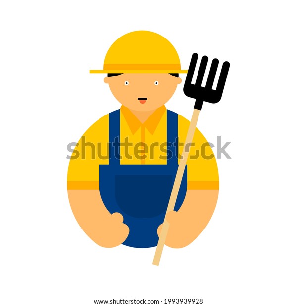 Cartoon Farmer Rake On White Background Stock Vector (Royalty Free ...