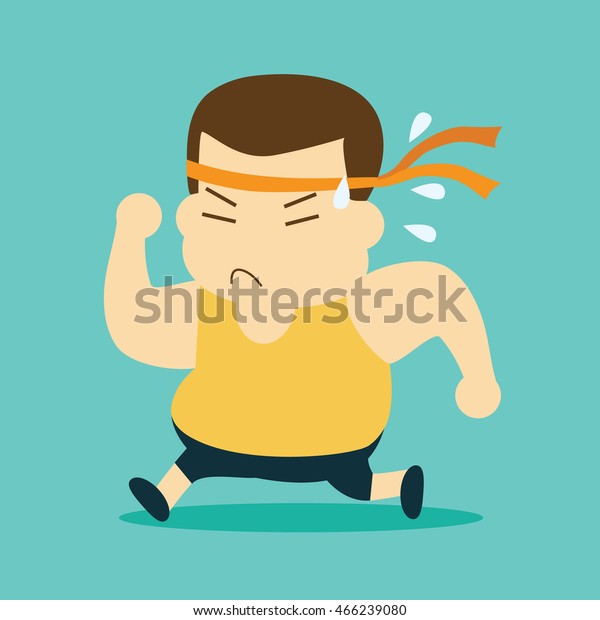 Cartoon Fat Man Running Stock Vector (Royalty Free) 466239080 ...