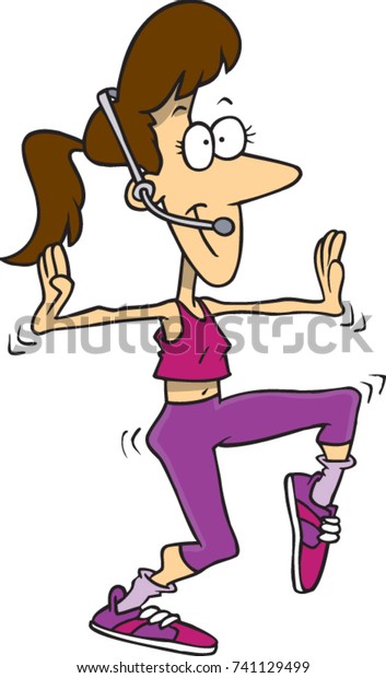 Cartoon Female Exercise Instructor Stock Vector (Royalty Free) 741129499