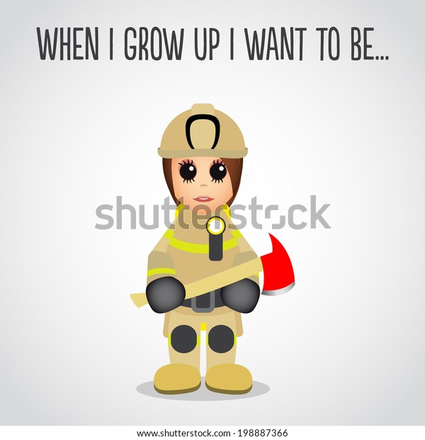 Cartoon Female Firefighter Stock Vector (Royalty Free) 198887366 ...