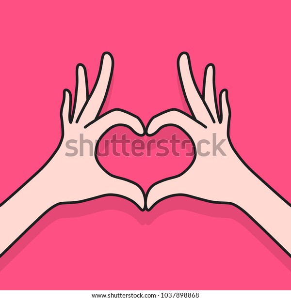 Cartoon Female Hands Making Heart Concept Stock Vector (Royalty Free ...