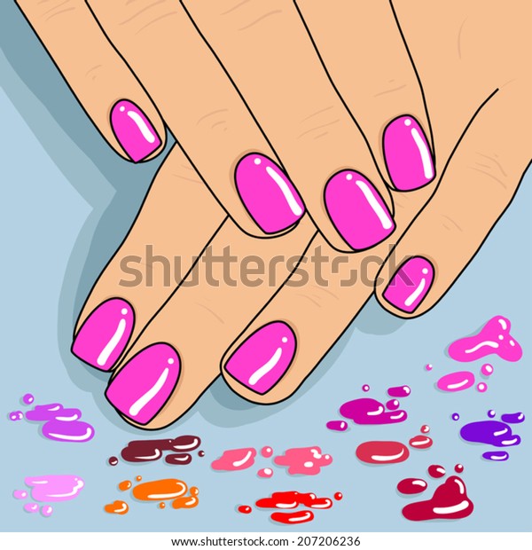 Cartoon Fingers Nice Manicure Different Nail Stock Vector (Royalty Free ...