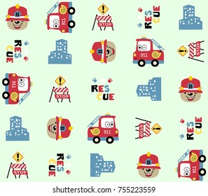 Cartoon Fire Rescue Theme Set Pattern Stock Vector (Royalty Free ...