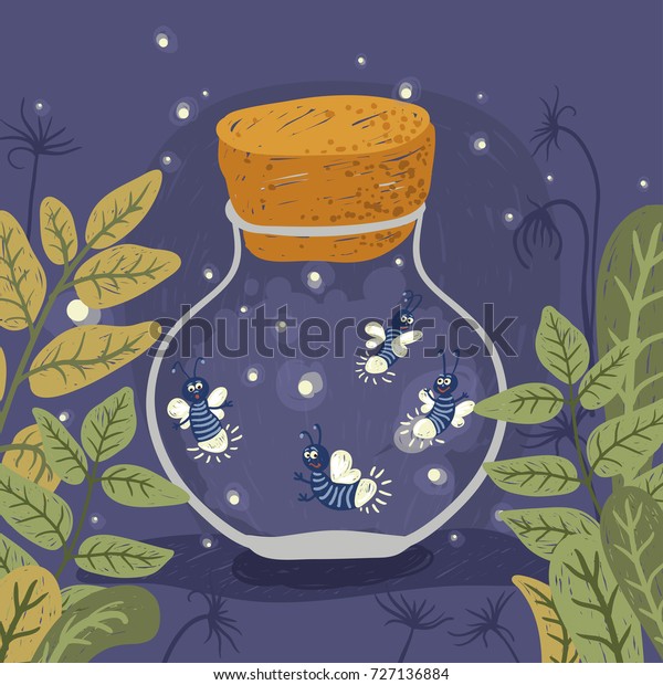 Cartoon Firefly Jar Vector Illustration Stock Vector (Royalty Free ...